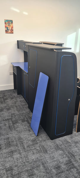 VW T5/T6 SWB ply units in super matt black with blue trim– T4mation.me