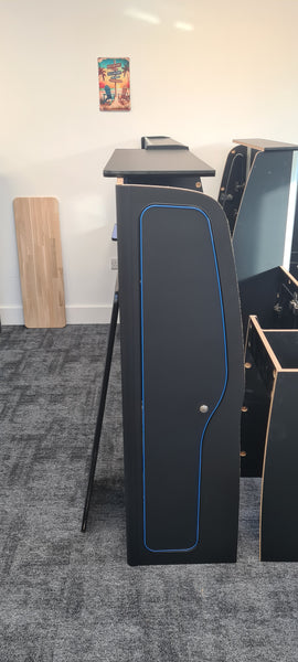 VW T5/T6 SWB ply units in super matt black with blue trim– T4mation.me